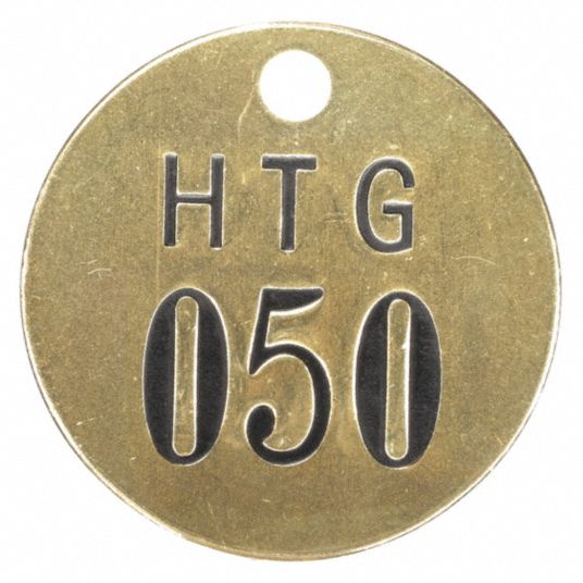 026-050, Gold, Numbered Valve Tag - 2YB27|2YB27 - Grainger