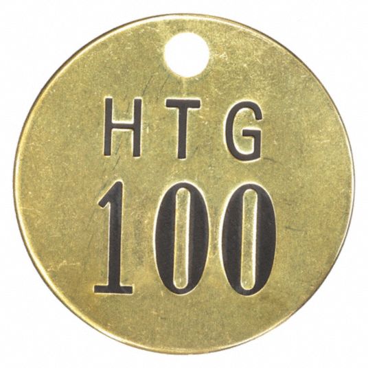076-100, Gold, Numbered Valve Tag - 2YB29|2YB29 - Grainger