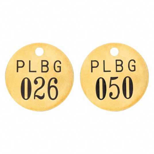 026-050, Gold, Numbered Valve Tag - 2YB31|2YB31 - Grainger