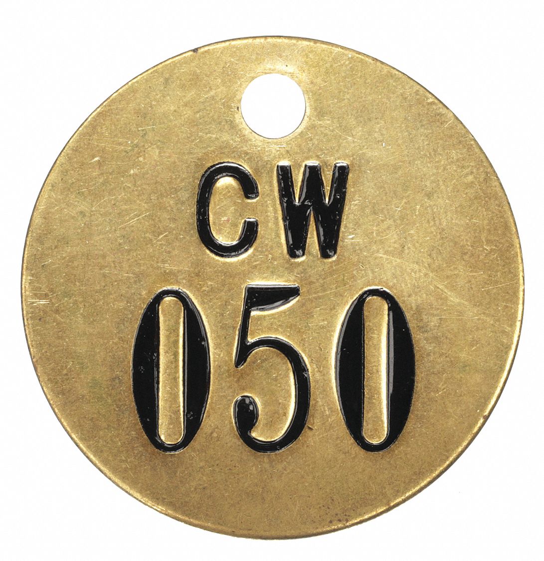 026-050, Gold, Numbered Valve Tag - 2YB35|2YB35 - Grainger