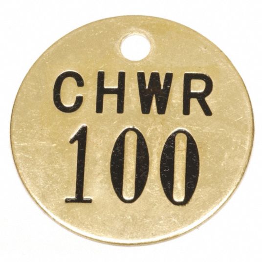 Numbered Tag, Tag Shape Round, Diameter 1 1/2 in, Height 1 1/2 in ...