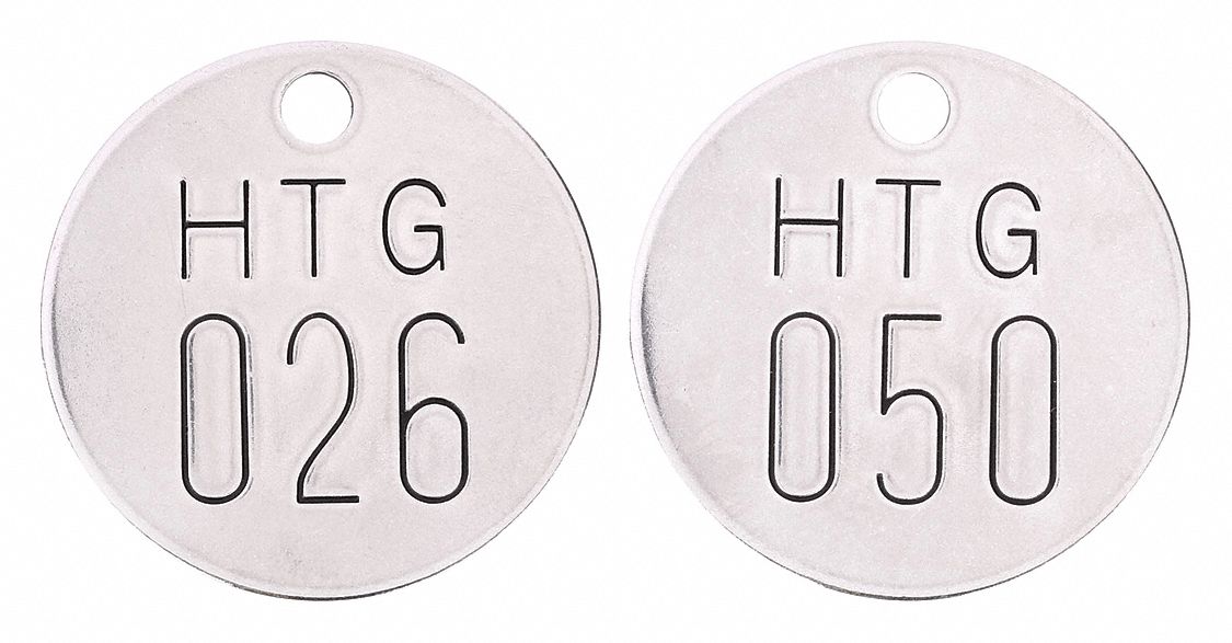 Stainless Steel, 1 1/2 in Dia, Numbered Valve Tag - 2YB51|2YB51 - Grainger