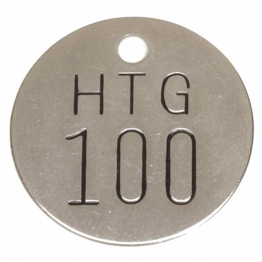 076-100, Silver, Numbered Valve Tag - 2YB53|2YB53 - Grainger