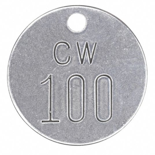076-100, Silver, Numbered Valve Tag - 2YB61|2YB61 - Grainger