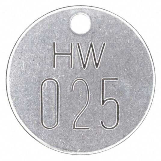 001-025, Silver, Numbered Valve Tag - 2YB62|2YB62 - Grainger
