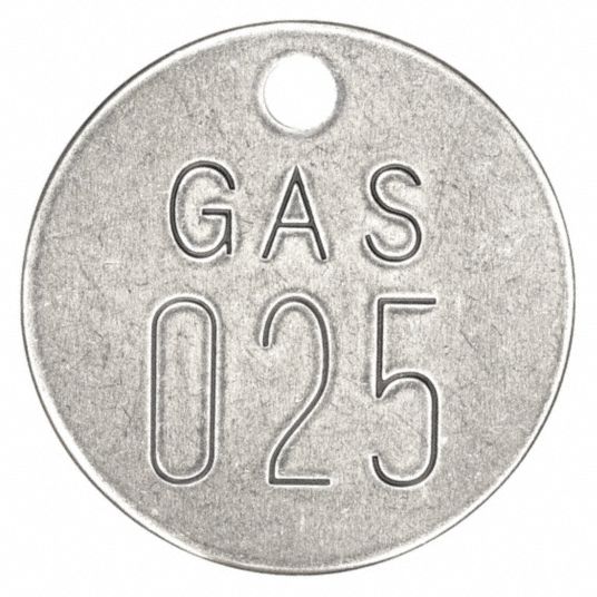 Numbered Tag, Height 1 1/2 in, Width 1 1/2 in, Stainless Steel, Silver ...
