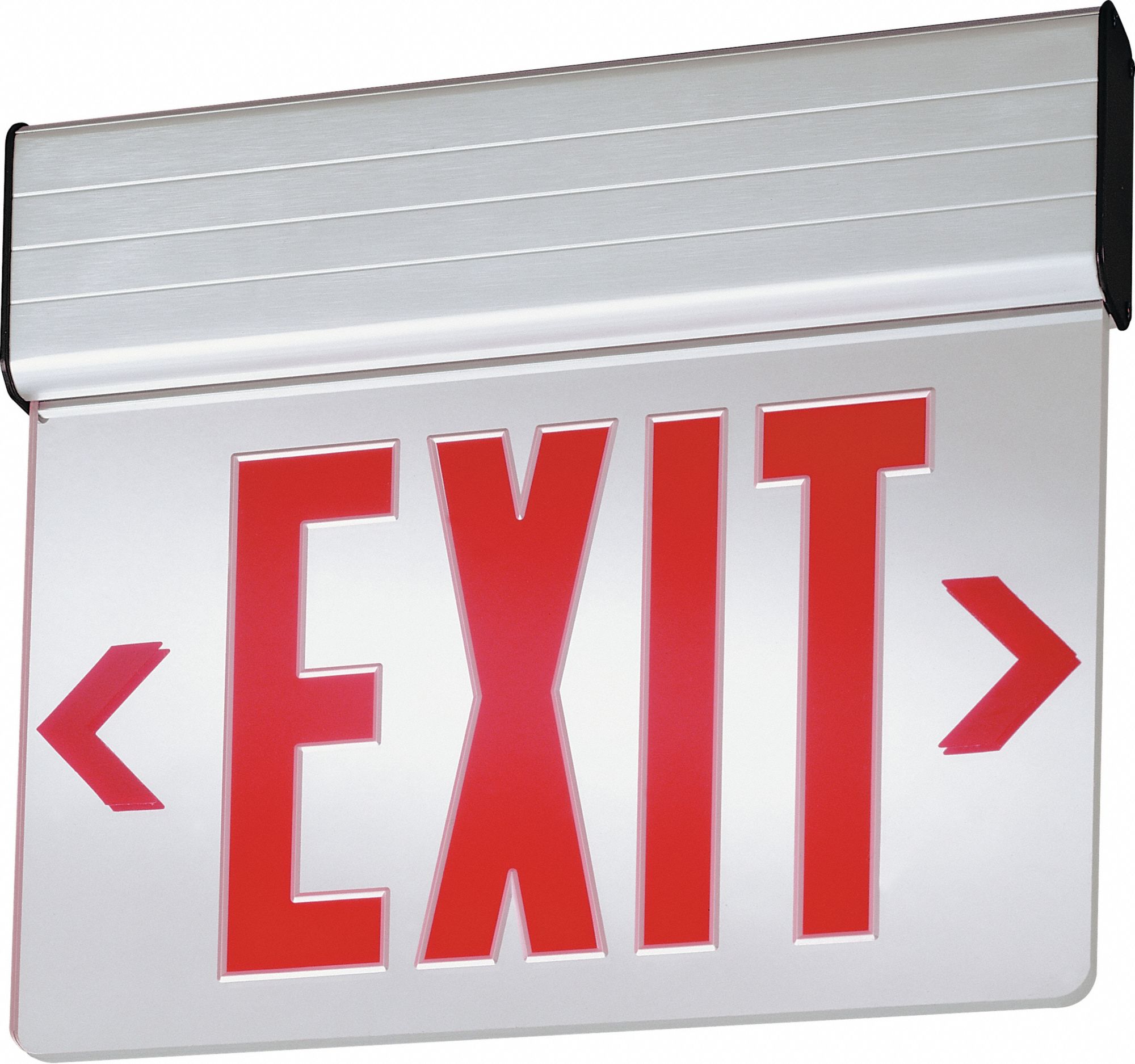 LITHONIA LIGHTING Edge-lit Exit Sign: 1 Faces, Red, Aluminum, Universal ...
