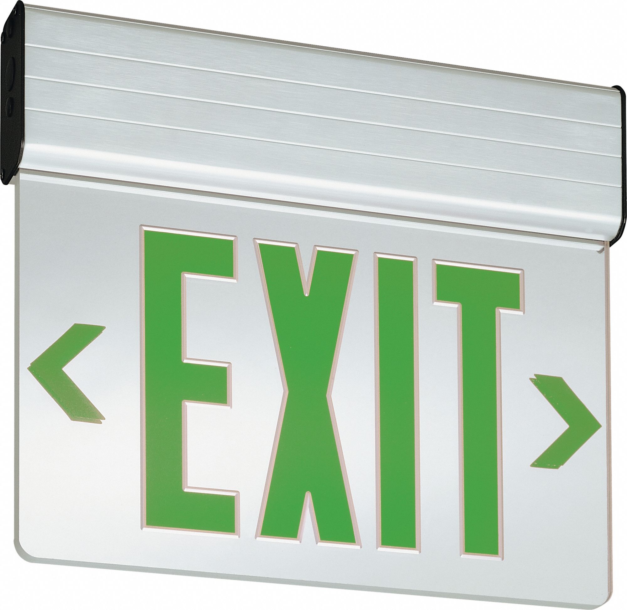 LITHONIA LIGHTING Edge-lit Exit Sign: 1 Faces, Green, Aluminum ...
