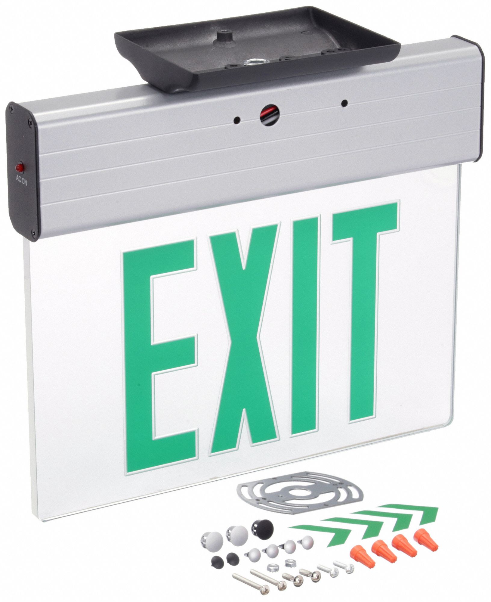 LITHONIA LIGHTING Edge-lit Exit Sign: 2 Faces, Green, Aluminum ...