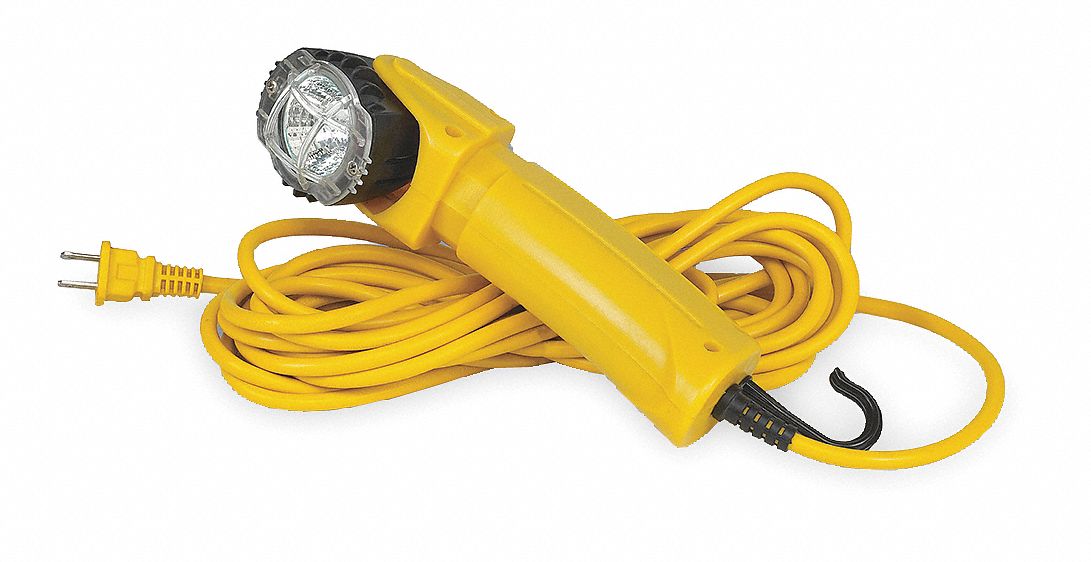 Halogen Hand Lamp, 20 Lamp Watts, 25 ft Cord Length, Yellow, Includes ...