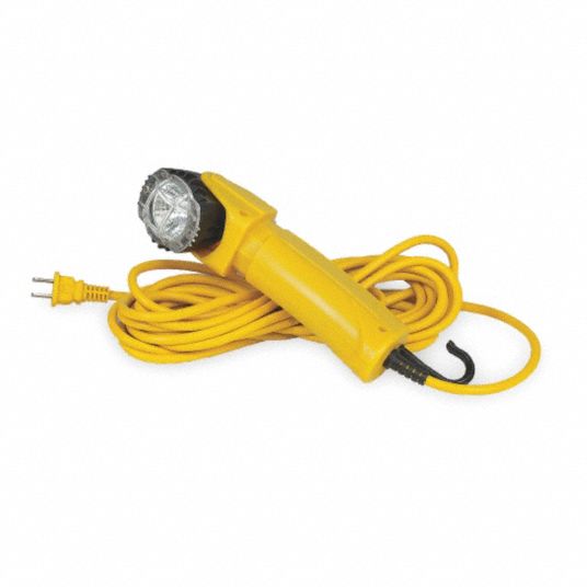 Halogen Hand Lamp, 20 Lamp Watts, 25 ft Cord Length, Yellow, Includes ...