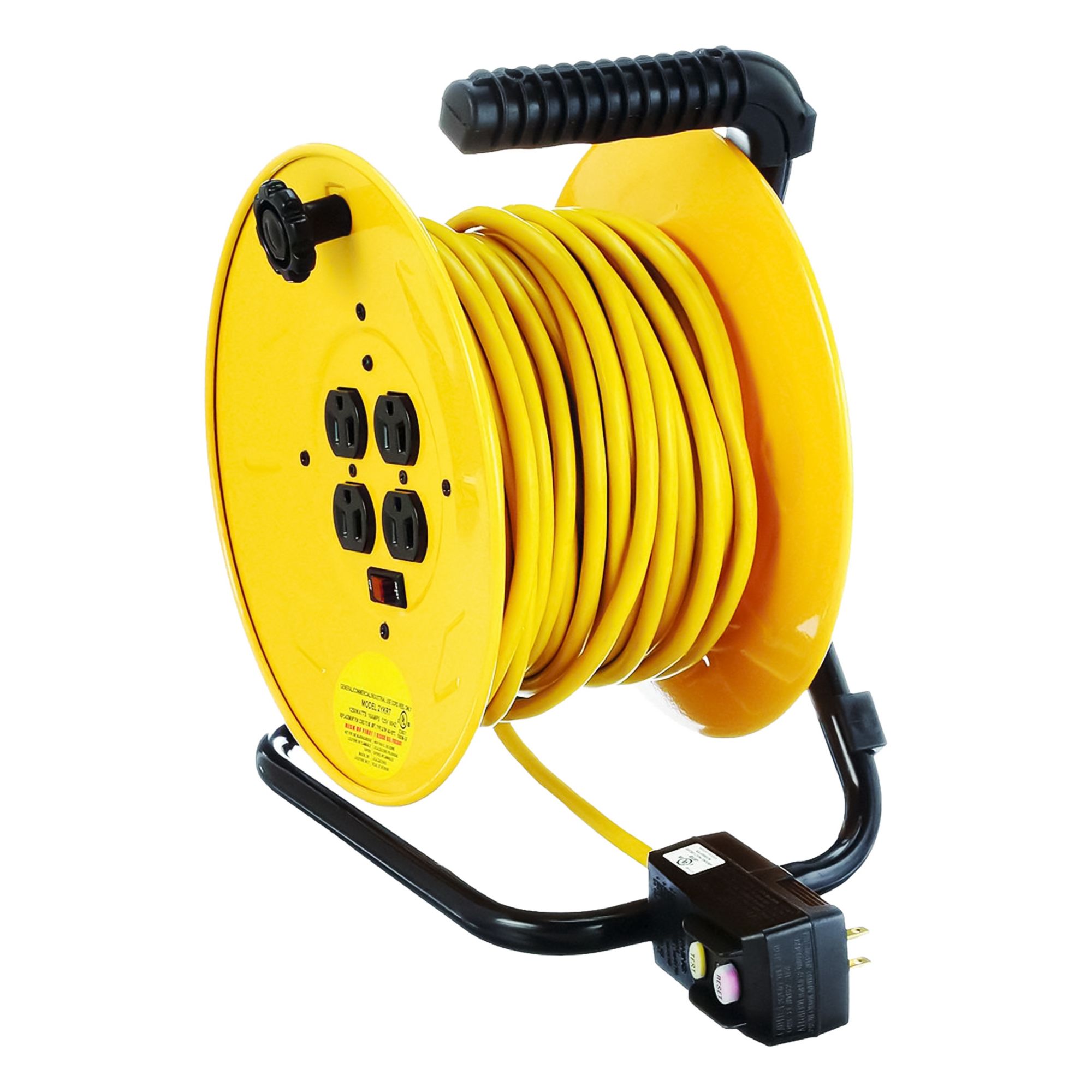 80 ft Retractable Cord Lg, 14 AWG Wire Size, Extension Cord Reel ...