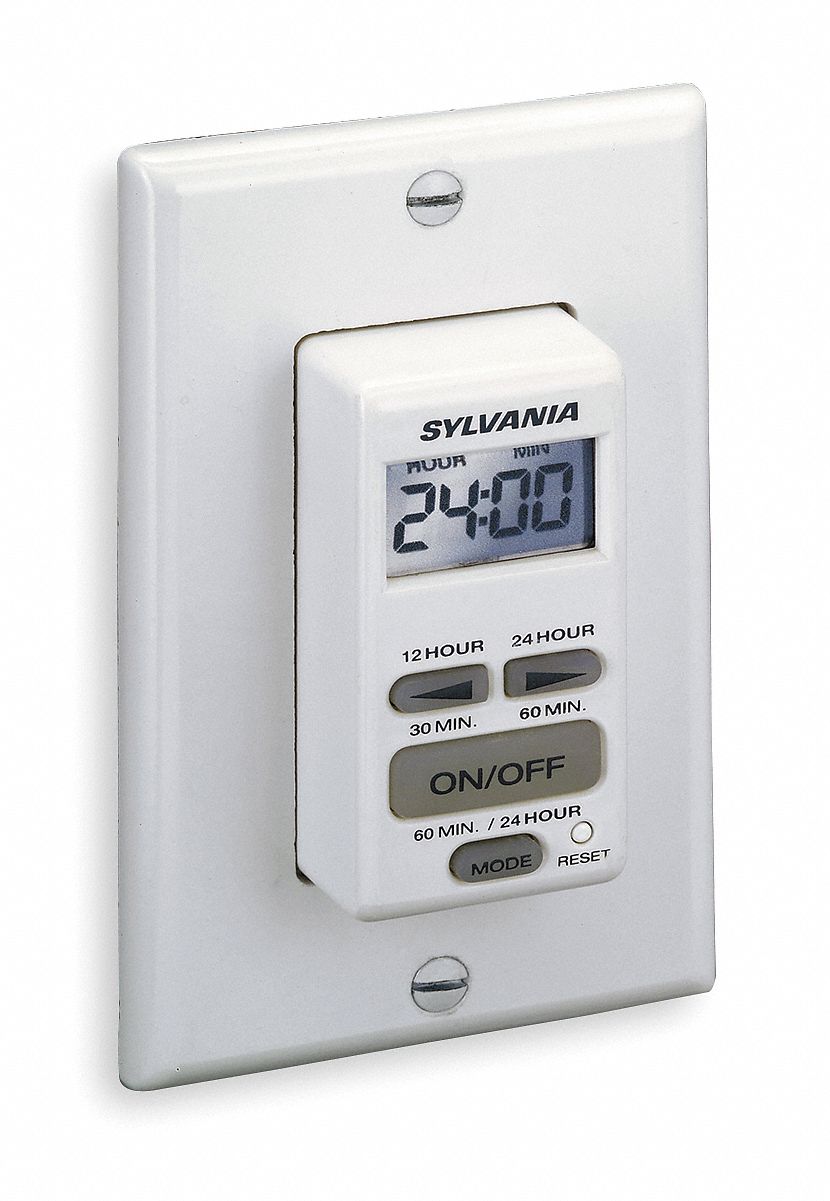 SYLVANIA, 24 hr Max, White, Wall Switch Timer - 2YMV4|SA160 - Grainger