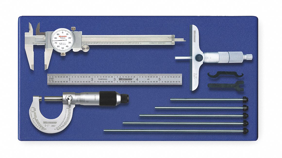 Precision Measuring Tool Kit, 4pc, Number of Pieces 4 - Grainger
