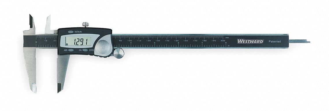WESTWARD OD/ID Digital Caliper: 0 in to 8 in/0 to 200 mm Range, IP40, ± ...