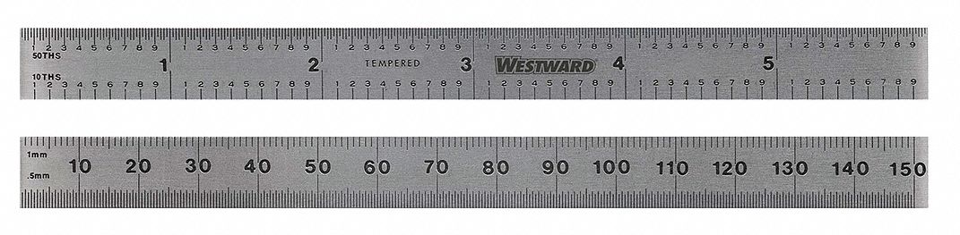 Steel Rule,Flexible,6 In,10/50/0.5/1mm - Grainger