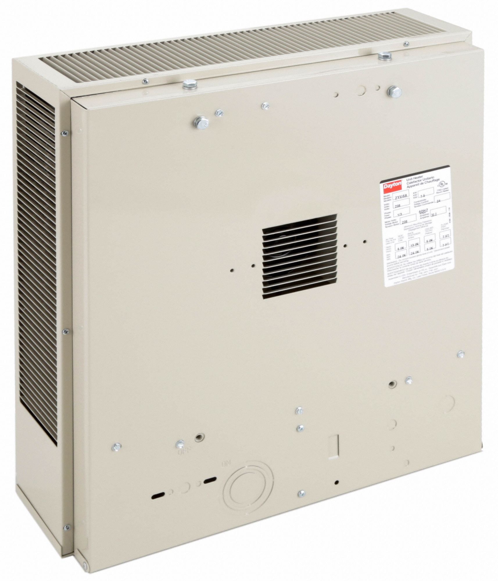 DAYTON Electric Wall & Ceiling Unit Heater: 208V AC, 1 or 3-phase, 21-3 ...