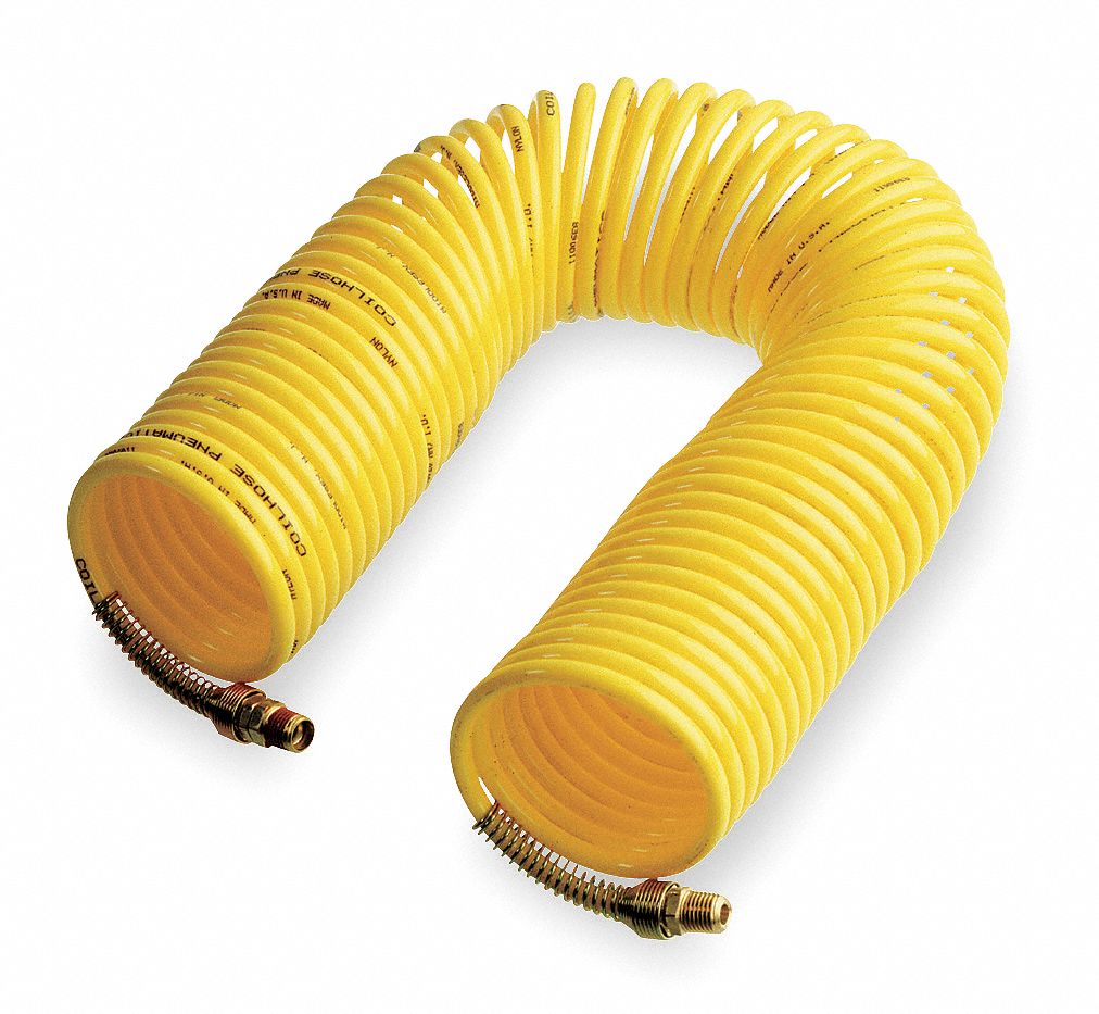 Coiled Air Hose, Nylon, 1/2 in - Grainger