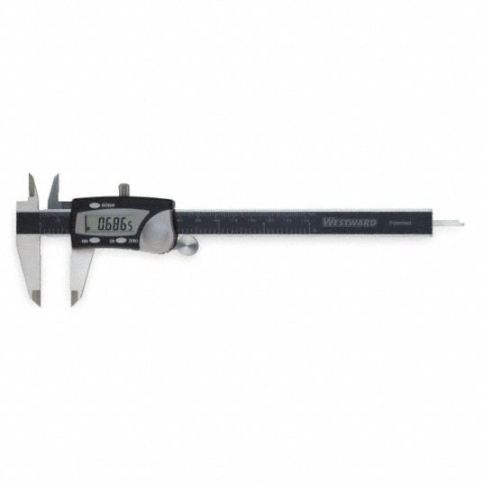 WESTWARD OD/ID Digital Caliper: 0 in to 6 in/0 to 150 mm Range, IP40, ± ...
