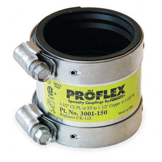 FERNCO 300 Stainless Steel, Neoprene Shielded Transition Coupling, For ... FERNCO 300 Stainless Steel, Neoprene Shielded Transition Coupling, For ...