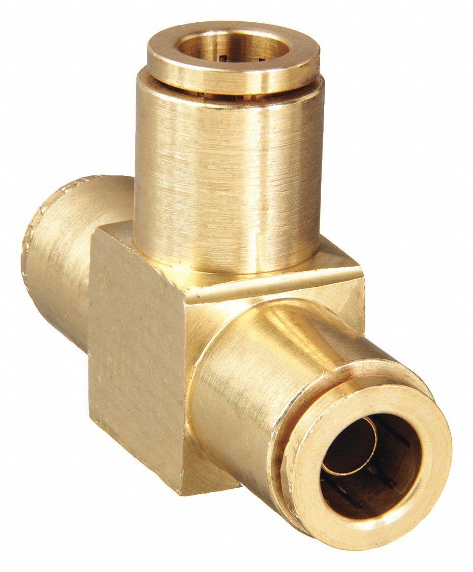 3/8 in OD x 3/8 in OD x 3/8 in OD Fitting Size, Brass, Push-Fit Tee ...