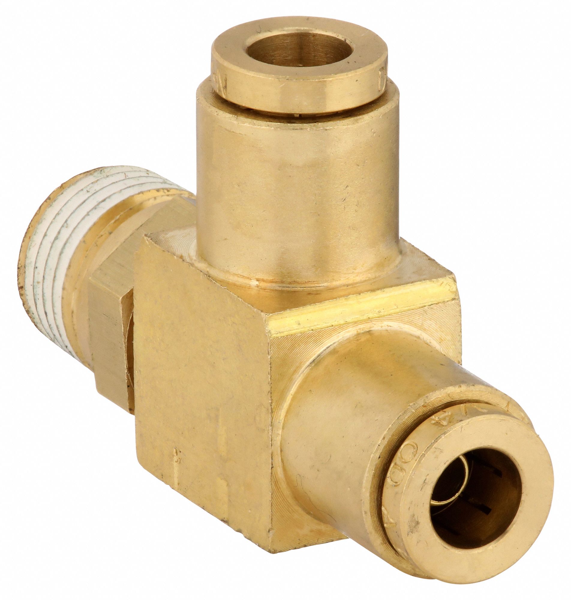 1/2 in OD x 1/2 in OD x 1/4 in Pipe Fitting Size, Brass, Push-Fit Tee ...