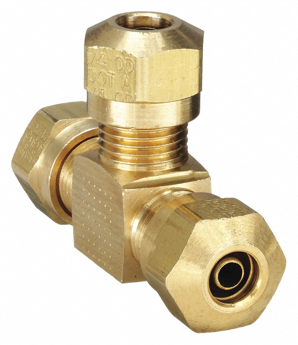 WEATHERHEAD, 1/2 in OD x 1/2 in OD x 1/2 in OD Fitting Size, Brass ...