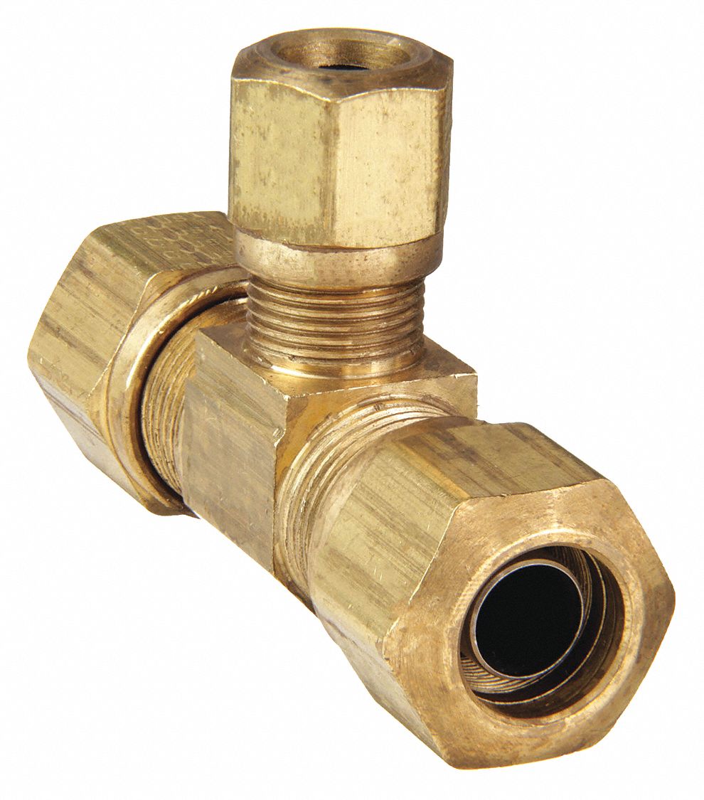 WEATHERHEAD, 1/2 in OD x 1/2 in OD x 3/8 in OD Fitting Size, Brass ...