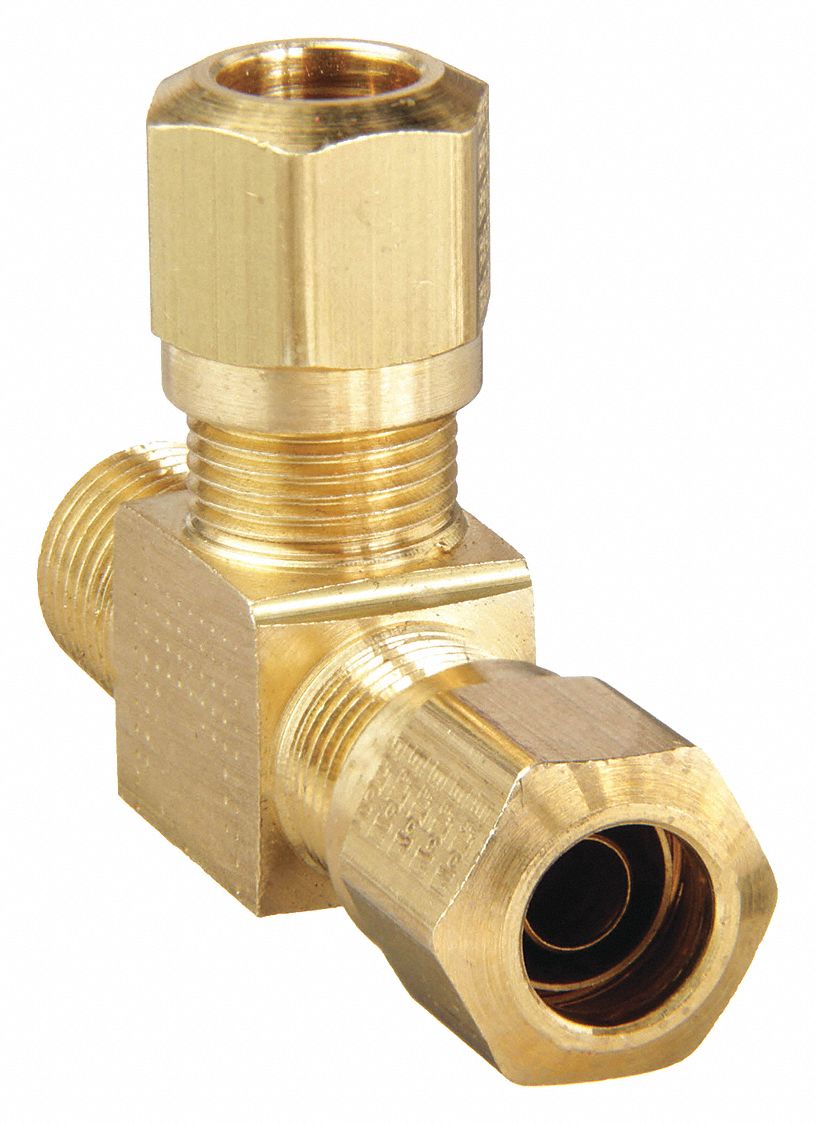 WEATHERHEAD, 1/4 in OD x 1/4 in OD x 1/4 in Pipe Fitting Size, Brass ...