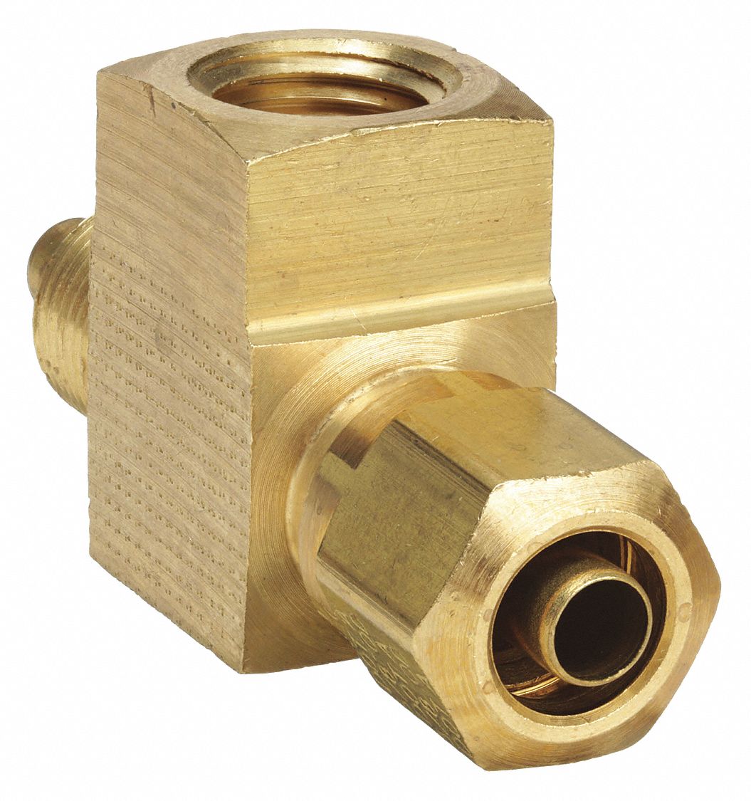 WEATHERHEAD, 3/8 in OD x 3/8 in OD x 1/4 in Pipe Fitting Size, Brass, Compression Tee Fitting ...