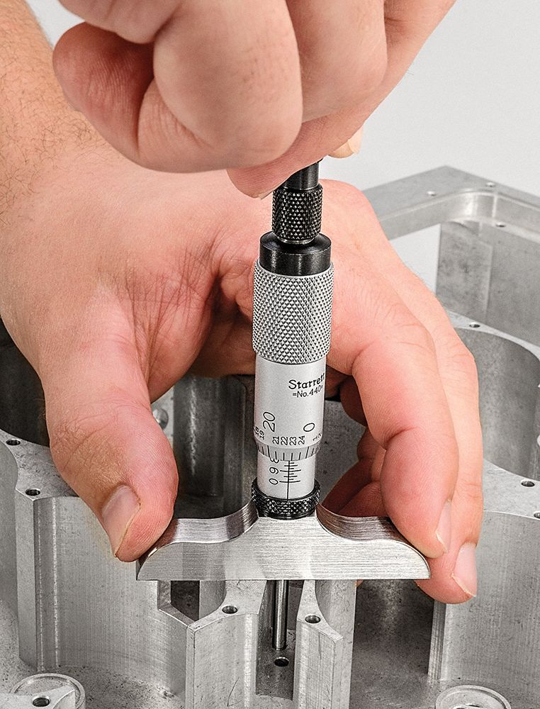 STARRETT Mechanical Depth Micrometer, Range 0 in to 3 in, Base Style ...