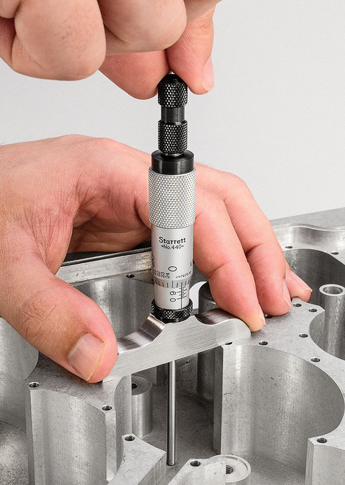 STARRETT Mechanical Depth Micrometer, Range 0 in to 3 in, Base Style ...