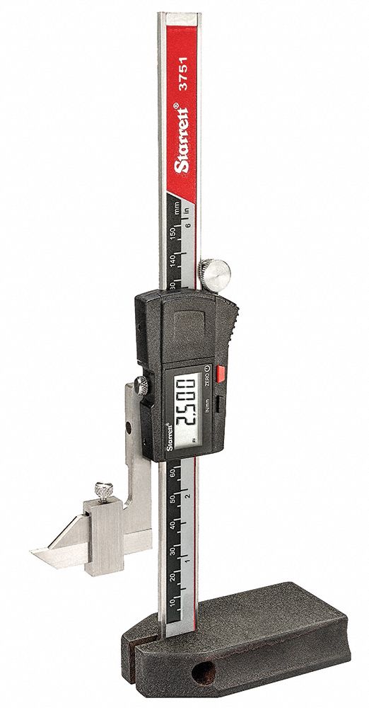 STARRETT Digital Height Gauge: 0 in to 6 in/0 to 150 mm Range, ±0.001 ...