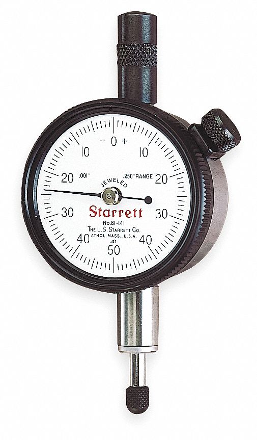 STARRETT Dial Indicator - Lug Back: 0 in to 0.25 in Range, Balanced Reading, 0-50-0 Dial Reading ...