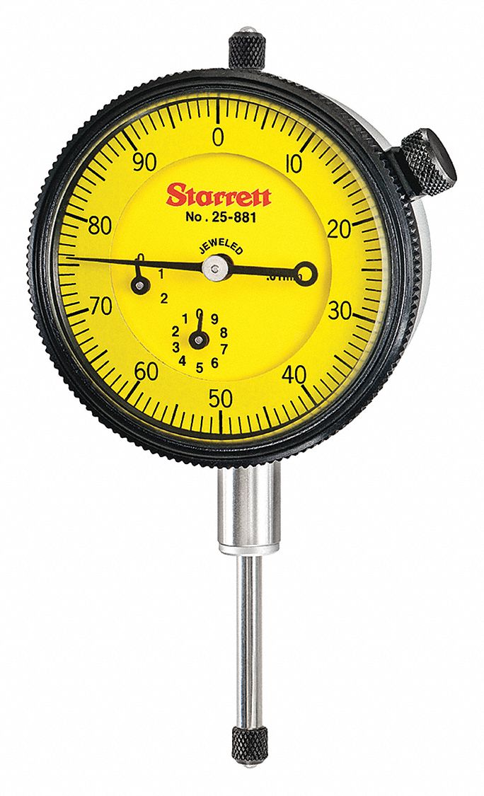 STARRETT, 0 mm to 25 mm, Metric, Dial Indicator - Lug Back - 2ZUJ2|25-881J - Grainger