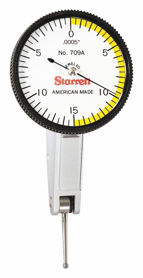 STARRETT Tilted-Face Dial Test Indicator: Horizontal, 0 in to 0.03 in ...