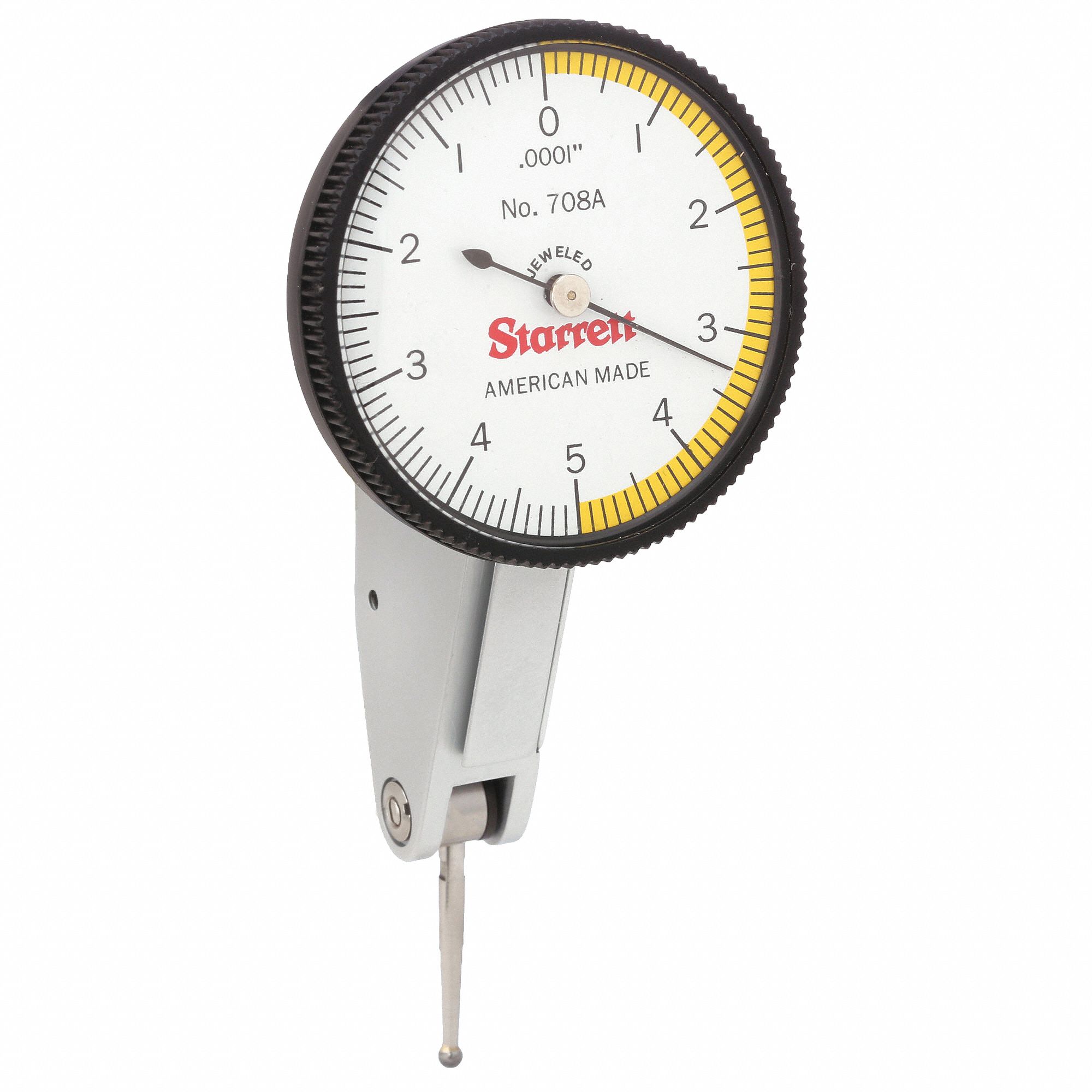 STARRETT, 0 in to 0.01 in, Horizontal, Tilted-Face Dial Test Indicator ...