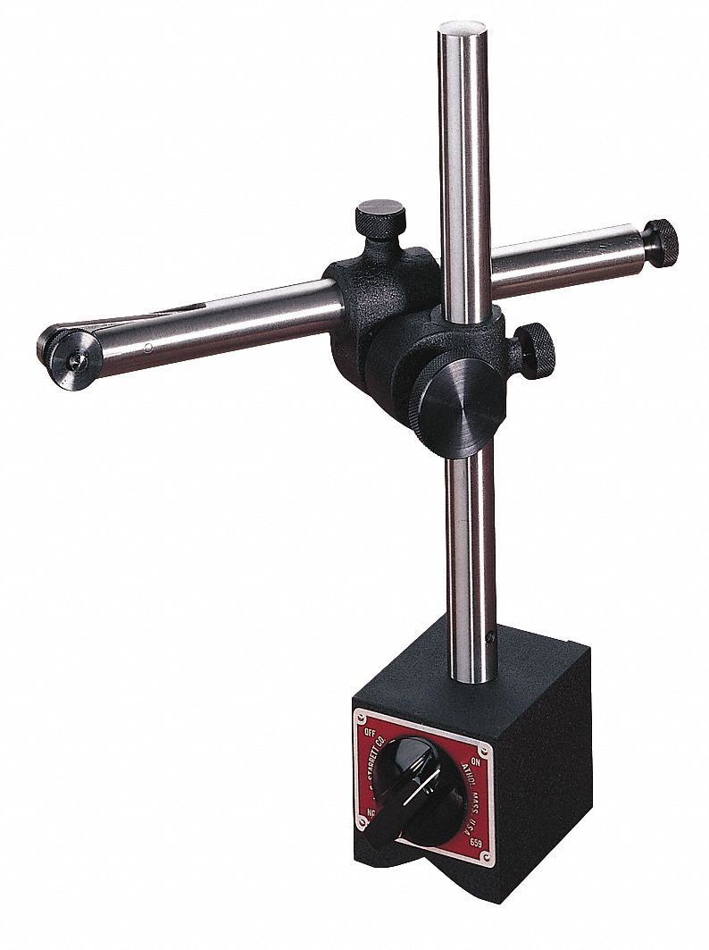 STARRETT Magnetic-Base Indicator Holder: Magnetic Base, Rigid Arm, 150 ...