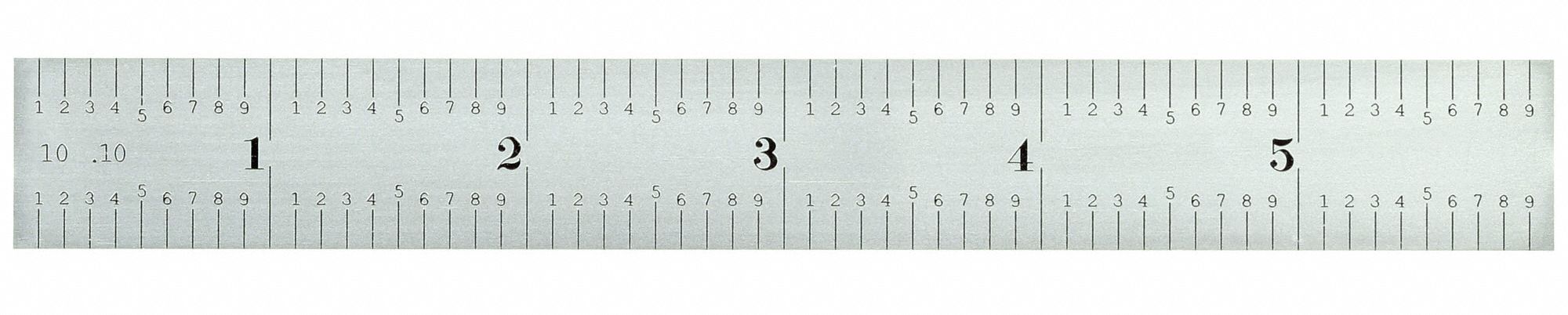 STARRETT Steel Rule, Spring Tempered: 6R, 50ths, 50ths, 10ths, 10ths, 6 ...