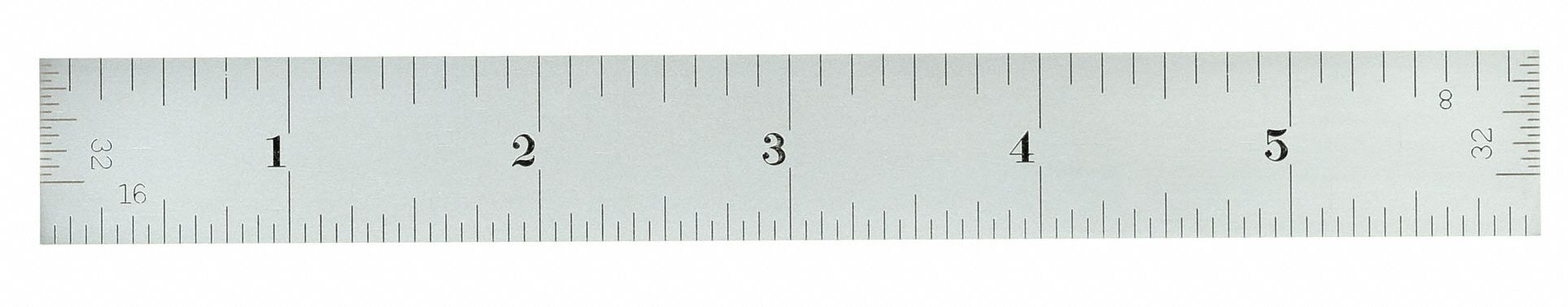 STARRETT Steel Rule, Spring Tempered: 4R, 16ths/32nds/64ths/8ths, 6 in ...
