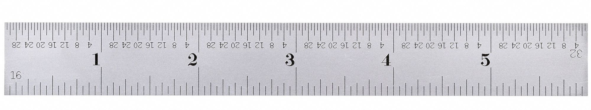 STARRETT Steel Rule, Spring Tempered: 7R, 100ths/16ths/32nds/64ths, 6 ...