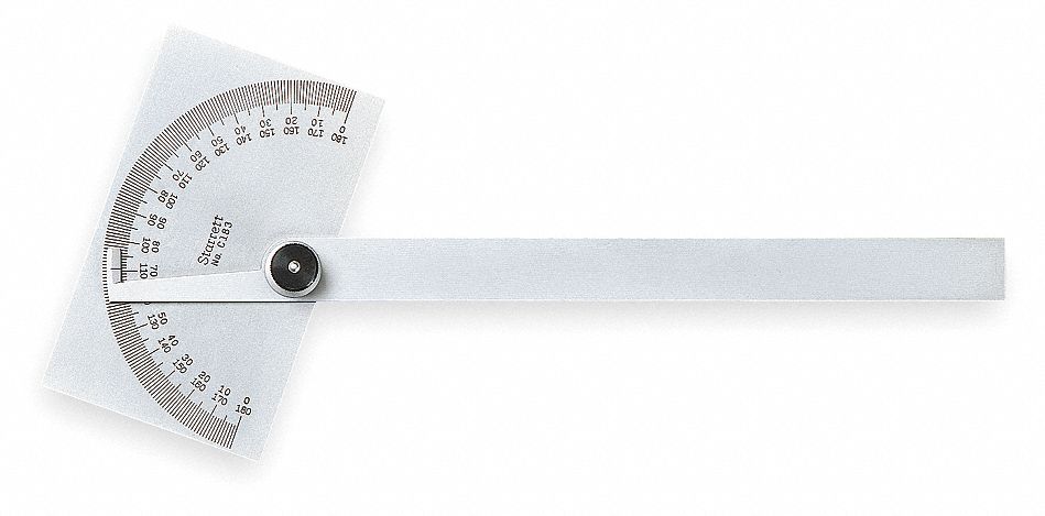 STARRETT Manual-Reading Protractor: 0° to 180° Range, 1° Graduations ...