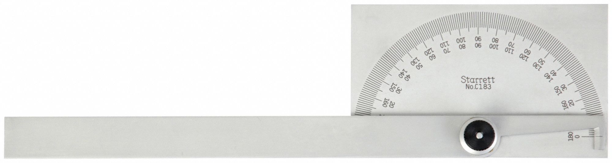 STARRETT, 6 in Blade Lg, 0°to 180°, Manual-Reading Protractor - 2ZUY2|C183 - Grainger
