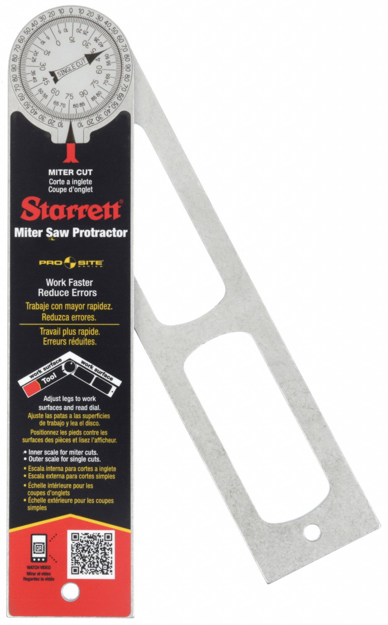STARRETT, 12 in Blade Lg, 0°to 360°, Manual-Reading Miter Protractor ...