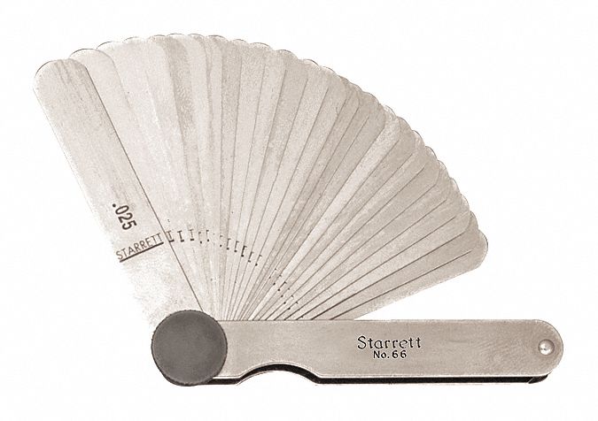 STARRETT Feeler Gauge Set: Inch, 26 Feeler Blades, 0.0015 in to 0.025 ...
