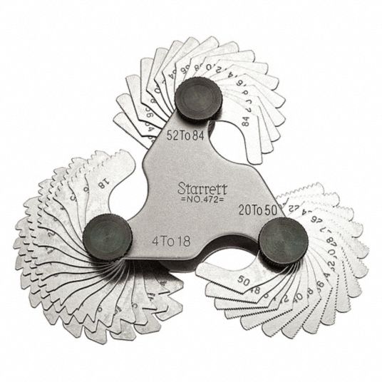 STARRETT Thread Pitch Gauge Set: Metric, 51 Leaves, 4 to 84 TPI - 2ZVE2 ...