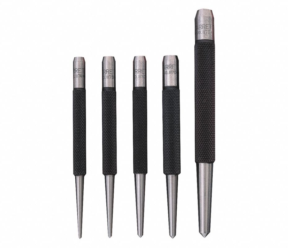 STARRETT Juego de Punzones de Centro, Acero, Longitud de 3 a 5": Número ...