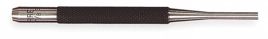 STARRETT Drive Pin Punch: 1/8 in Tip Size, 4 in Overall Lg, Round, Flat ...