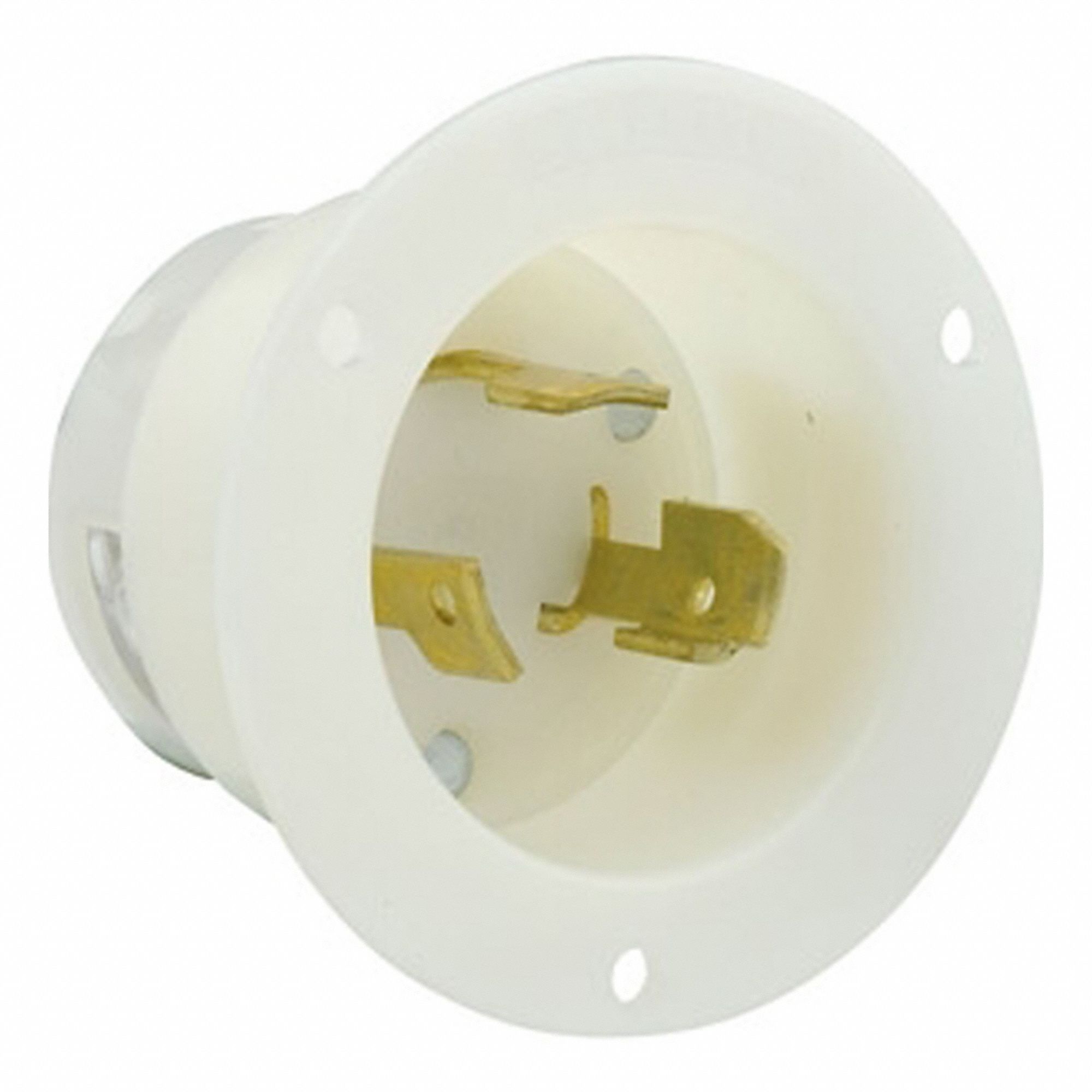 Flanged Lock Receptacle 30A 3P 3W White - Grainger