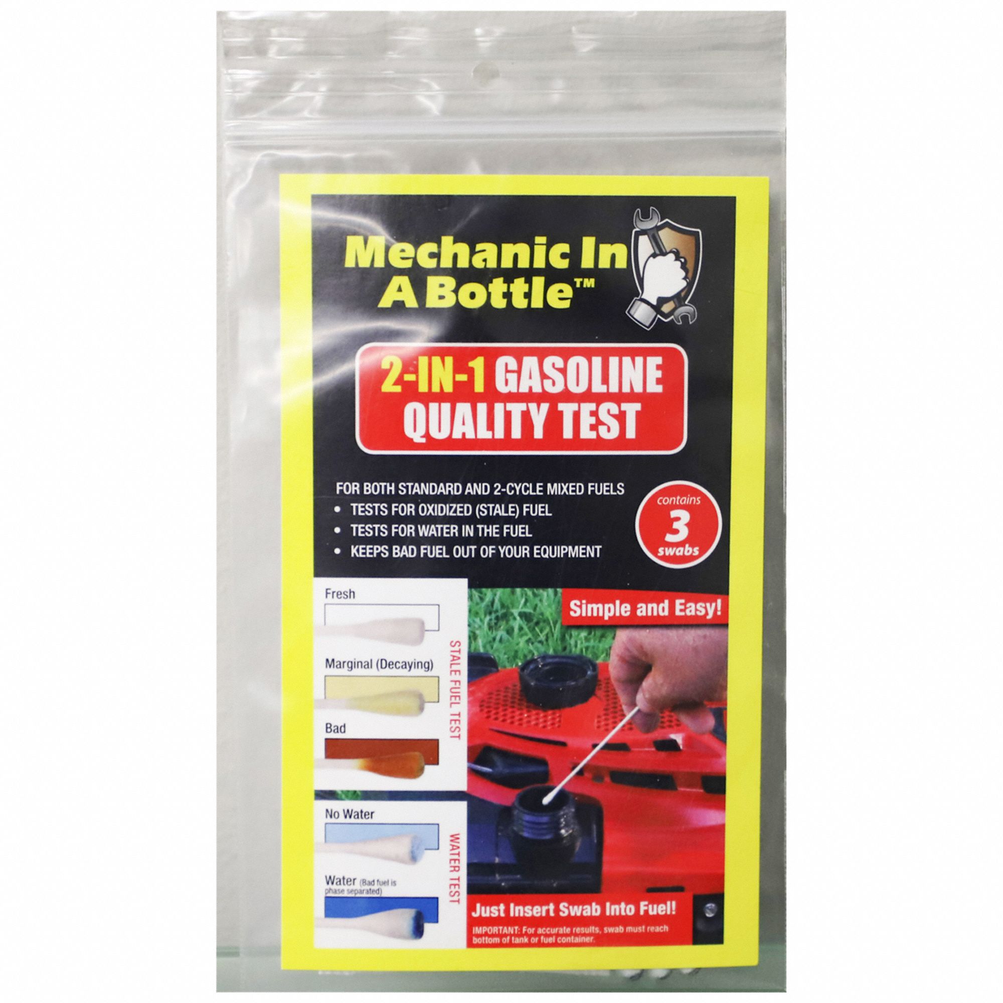 MECHANIC IN A BOTTLE, Diesel & Fuel Testers, Gas Test Swab, Gas Test ...